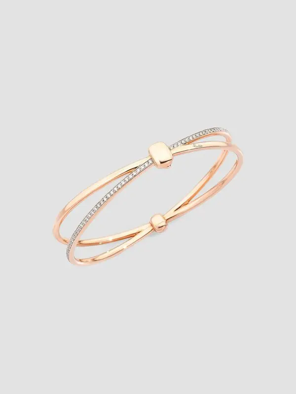 Pomellato Together 18k Rhodium-plated Rose Gold & 0.9 Tcw Diamond Bangle Bracelet