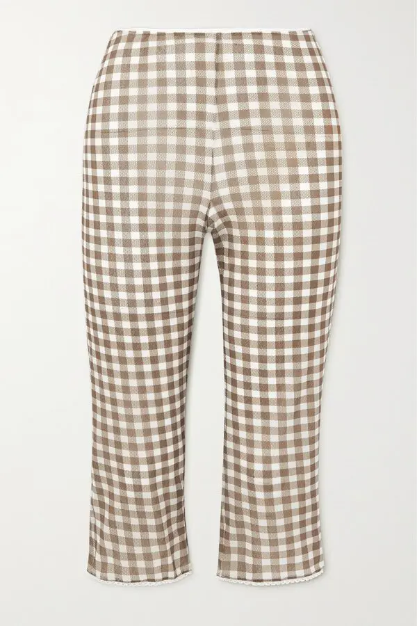 Acne Studios Cropped Gingham Stretch-knit Slim-leg Pants