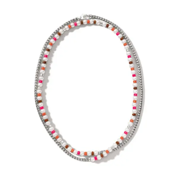 John Hardy Colorblock Necklace Pearl