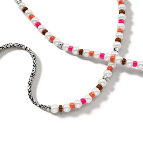 John Hardy Colorblock Necklace Pearl