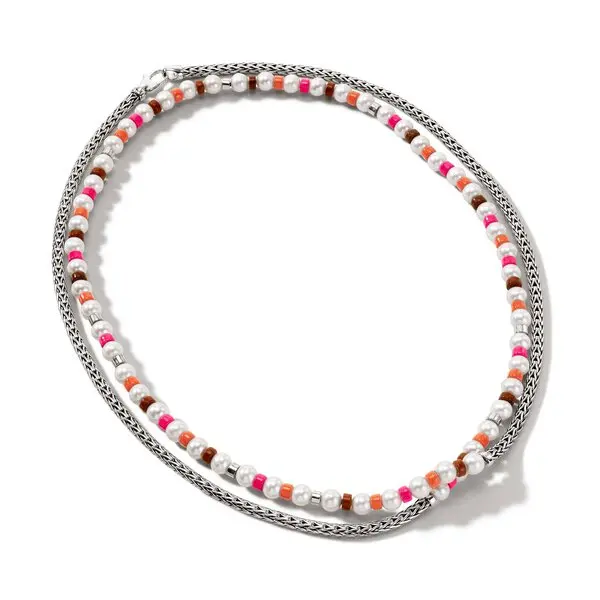 John Hardy Colorblock Necklace Pearl