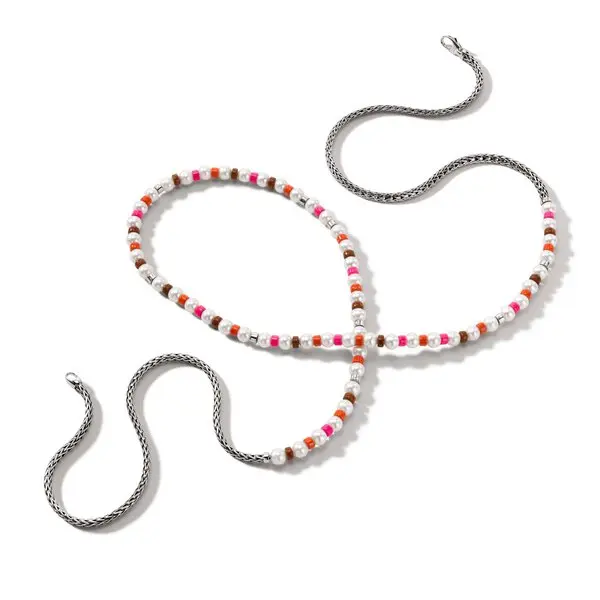 John Hardy Colorblock Necklace Pearl