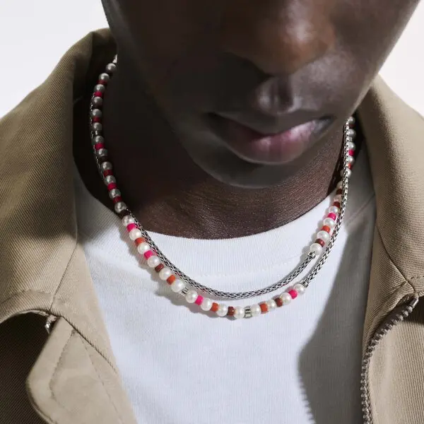 John Hardy Colorblock Necklace Pearl