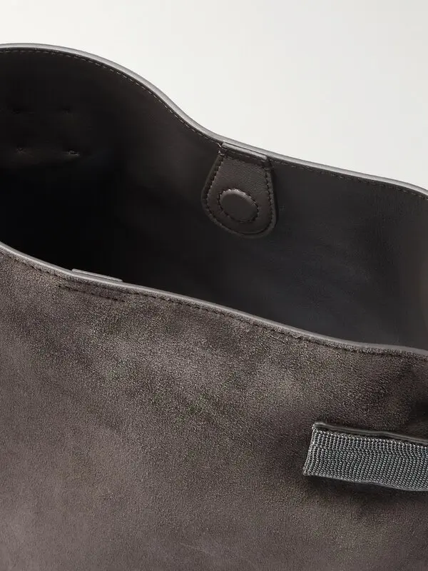 Brunello Cucinelli Bead-embellished Suede Shoulder Bag - Brown