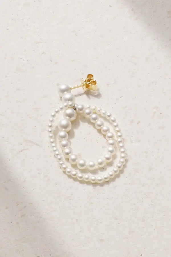 Sophie Bille Brahe Wrapped 14-karat Recycled Pearl Single Earring - Gold