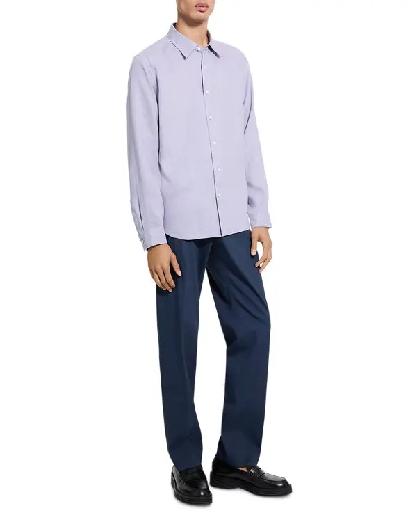 Theory Irving Shirt In Relaxed Linen - Gray Lilac