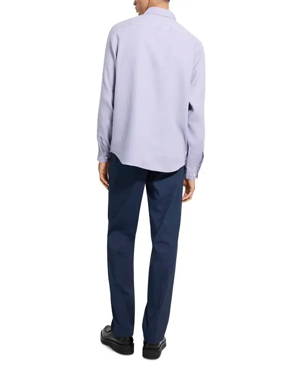 Theory Irving Shirt In Relaxed Linen - Gray Lilac