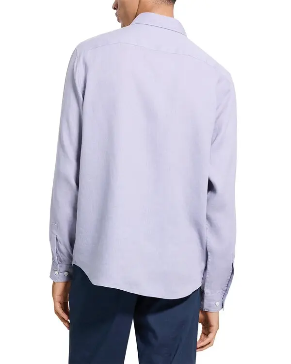 Theory Irving Shirt In Relaxed Linen - Gray Lilac