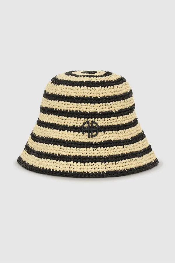 Anine Bing Cami Bucket Hat – Checked Wool Blend – XS/S ANINE BING Off-White & Purple Cami Bucket Hat ANINE BING main image 4
