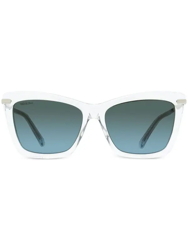 JIMMY CHOO Sady Rectangle-frame Sunglasses - White