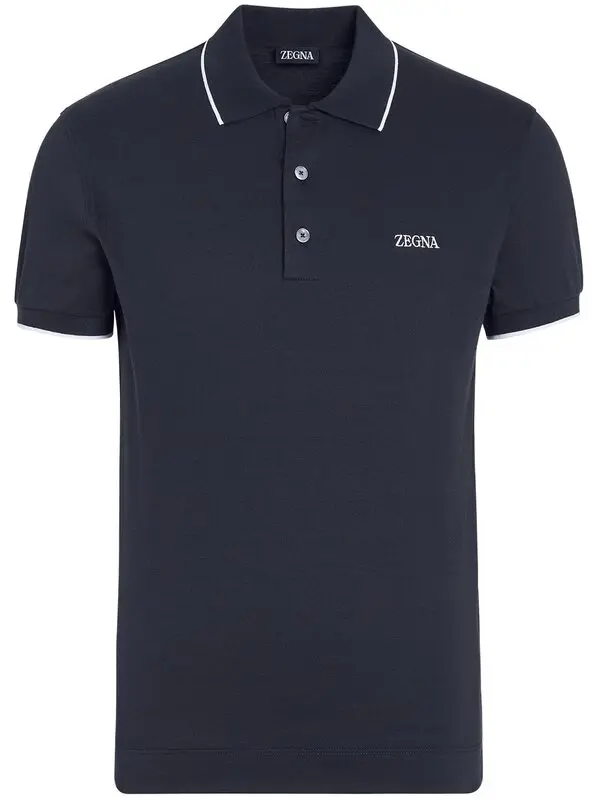 Zegna Stretch-cotton Polo Shirt - Blue