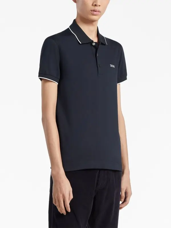Zegna Stretch-cotton Polo Shirt - Blue