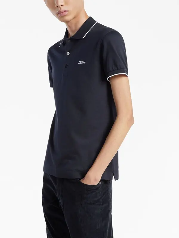 Zegna Stretch-cotton Polo Shirt - Blue