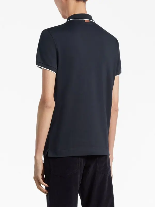 Zegna Stretch-cotton Polo Shirt - Blue