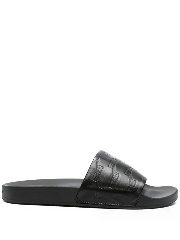 Balenciaga Bb-monogram Leather Pool Slides