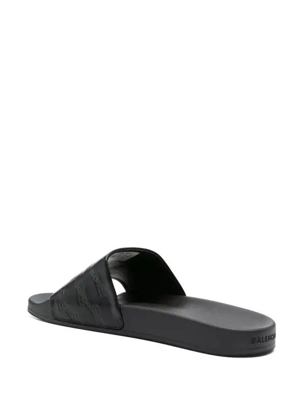 Balenciaga Bb-monogram Leather Pool Slides