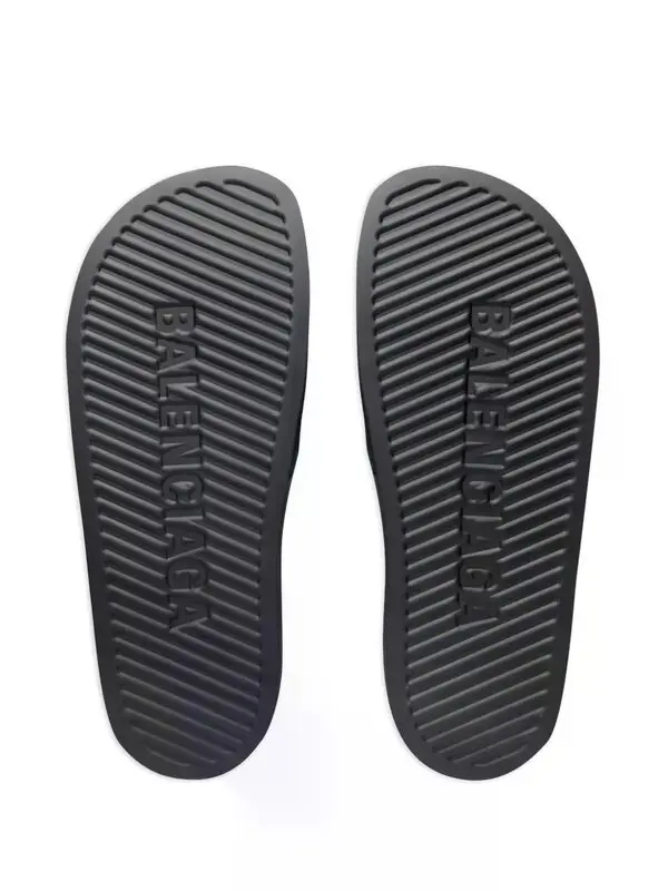 Balenciaga Bb-monogram Leather Pool Slides