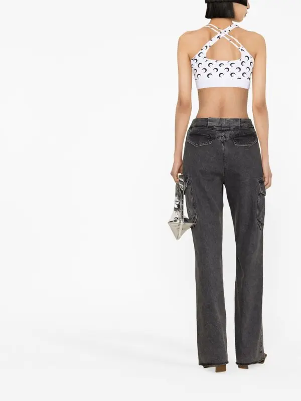 MARINE SERRE Crescent Moon Print Crop Top
