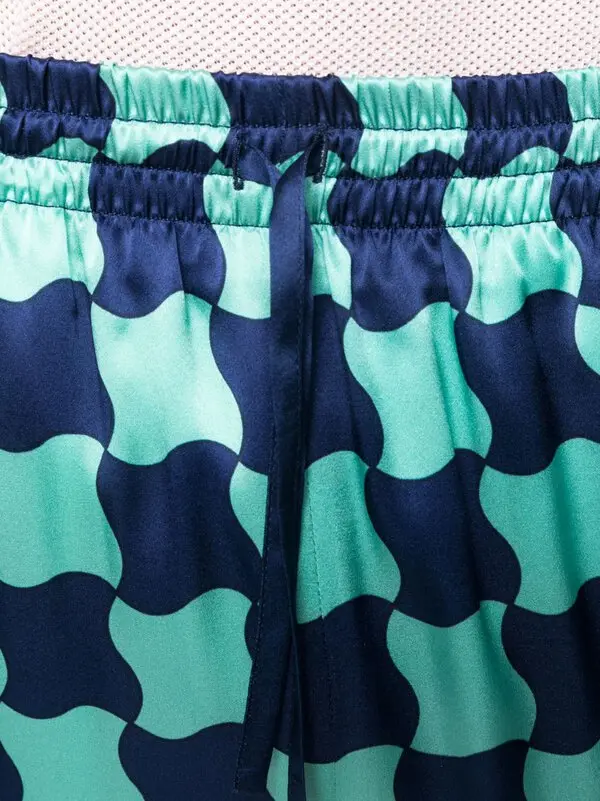 Casablanca Pool Tile Printed Silk Shorts - Blue