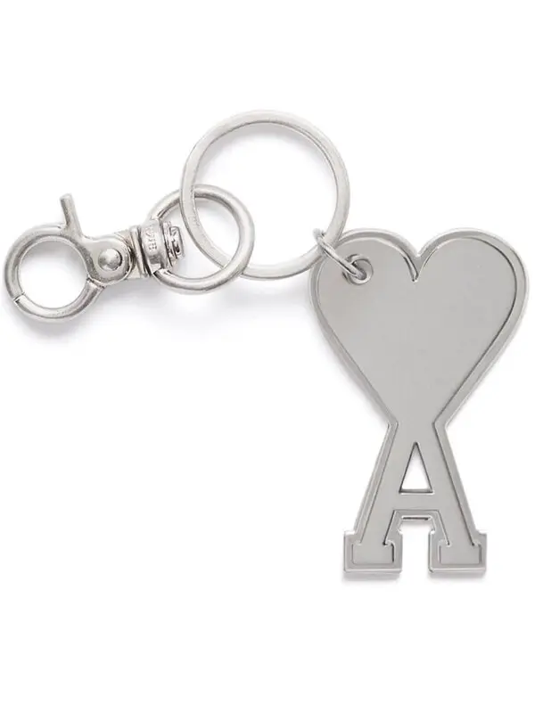 Ami Metallic De Coeur Keyring - Silver