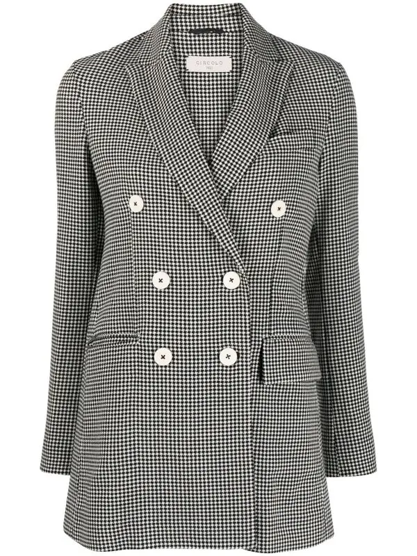CIRCOLO 1901 Check-print Double-breasted Blazer - Black
