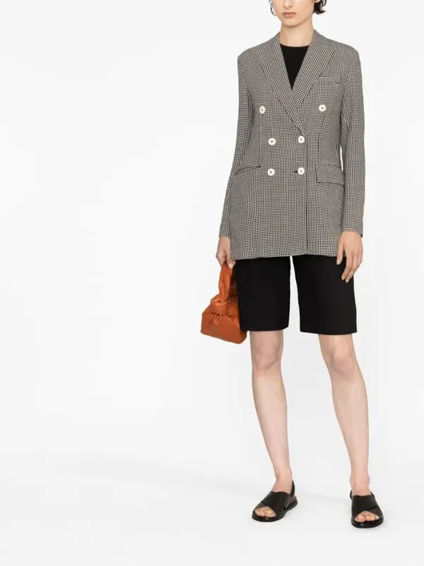 CIRCOLO 1901 Check-print Double-breasted Blazer - Black