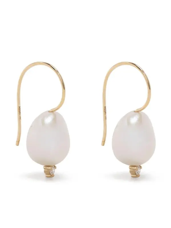 Mizuki 14kt Yellow Pearl And Diamond Earrings - Gold