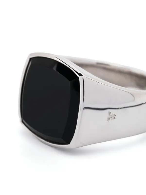 Tom Wood Cushion Polished Onyx Ring - Silver