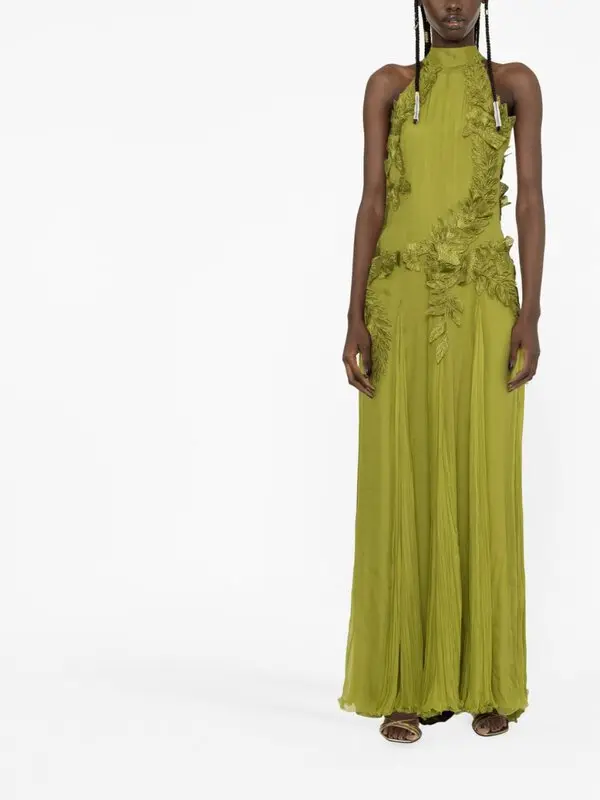 Alberta Ferretti Floral-Motif Silk Maxi Dress In Green - 40% Off |  Editorialist