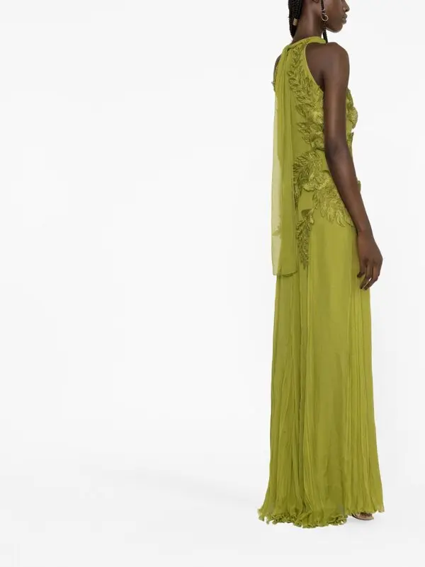 Alberta Ferretti Floral-Motif Silk Maxi Dress In Green - 40% Off |  Editorialist