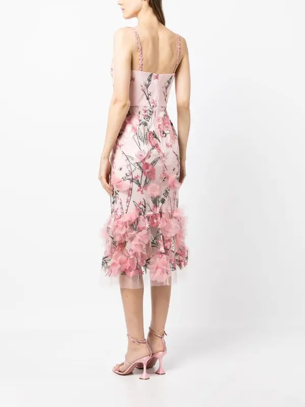 Marchesa Butterfly Murmuring Appliqu Midi Dress In Pink - 60% Off |  Editorialist