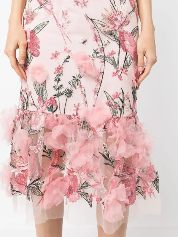 Marchesa Butterfly Murmuring Appliqué Midi Dress