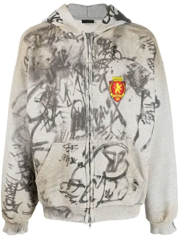 Balenciaga Kater Tie-Dye Hoodie - Grey | Editorialist
