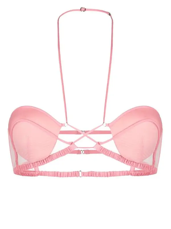 NENSI DOJAKA Tulle-panel Halterneck Bra - Pink