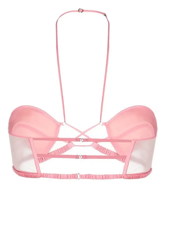 NENSI DOJAKA Tulle-panel Halterneck Bra - Pink