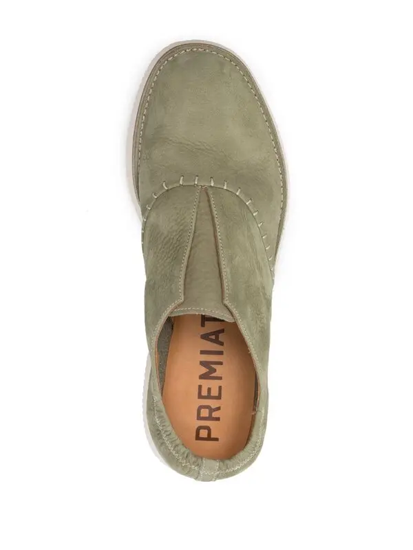 Premiata Mens Olive Green Suede Slip On Loafers Made in 