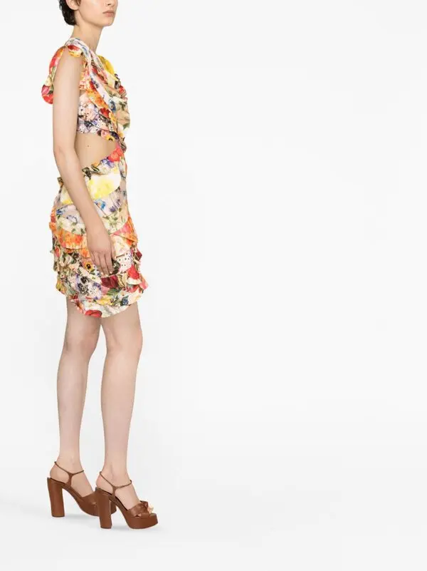 Zimmermann Spliced Floral-print Mini Dress - Pink