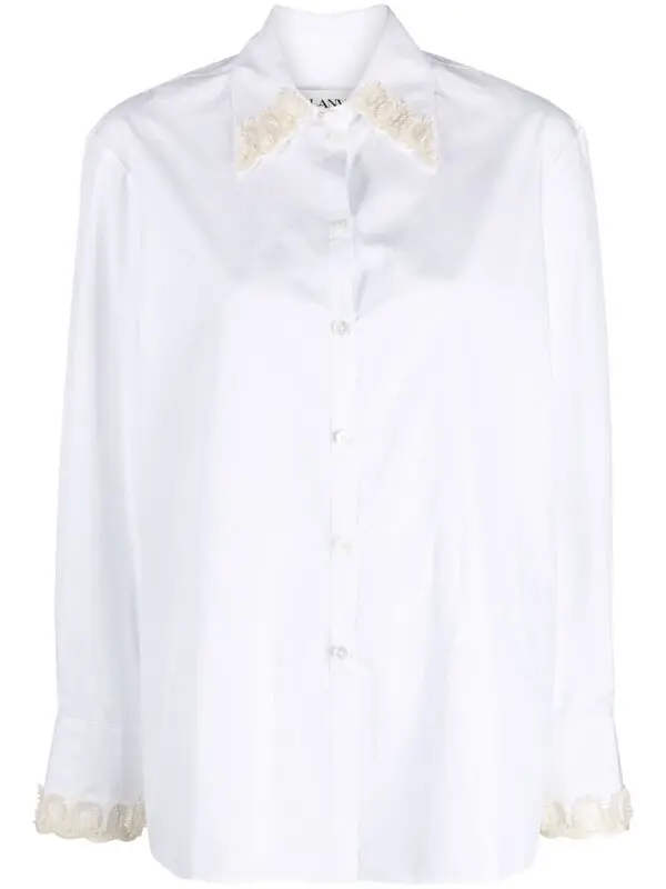 LANVIN Embroidered-trim Cotton Shirt