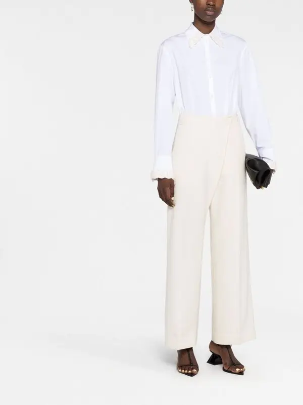 LANVIN Embroidered-trim Cotton Shirt
