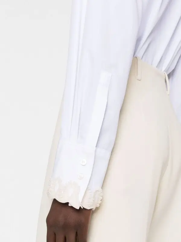 LANVIN Embroidered-trim Cotton Shirt