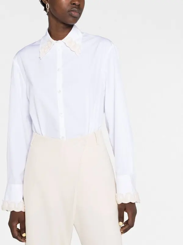 LANVIN Embroidered-trim Cotton Shirt