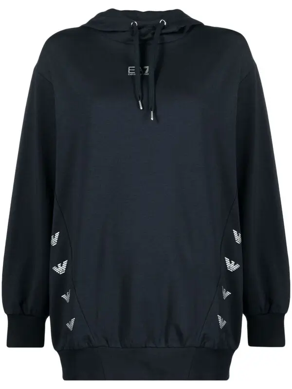 EA7 Logo-print Hoodie - Blue