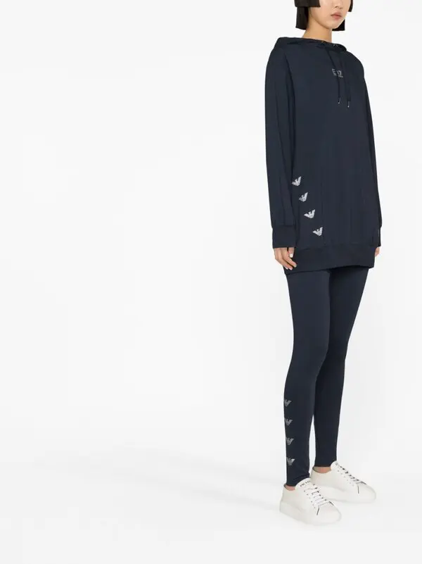 EA7 Logo-print Hoodie - Blue