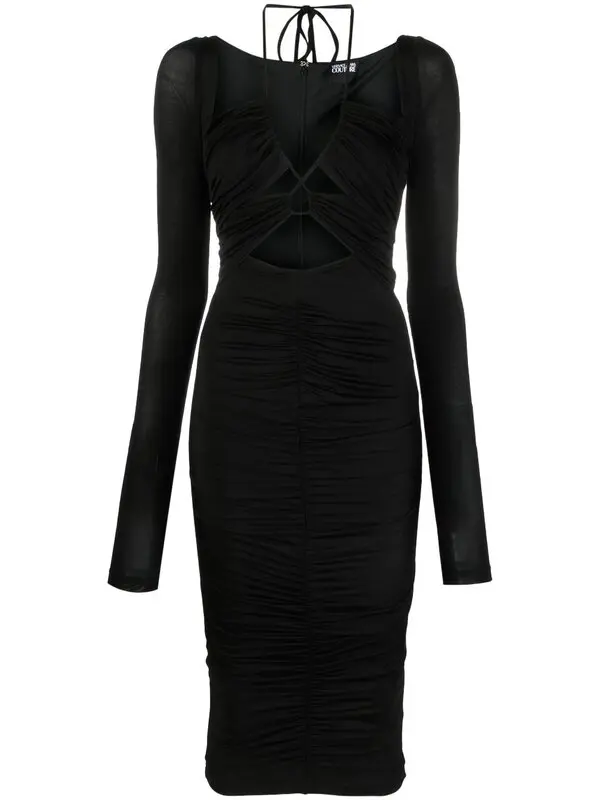 Versace Cut-out Lace-up Midi Dress - Black