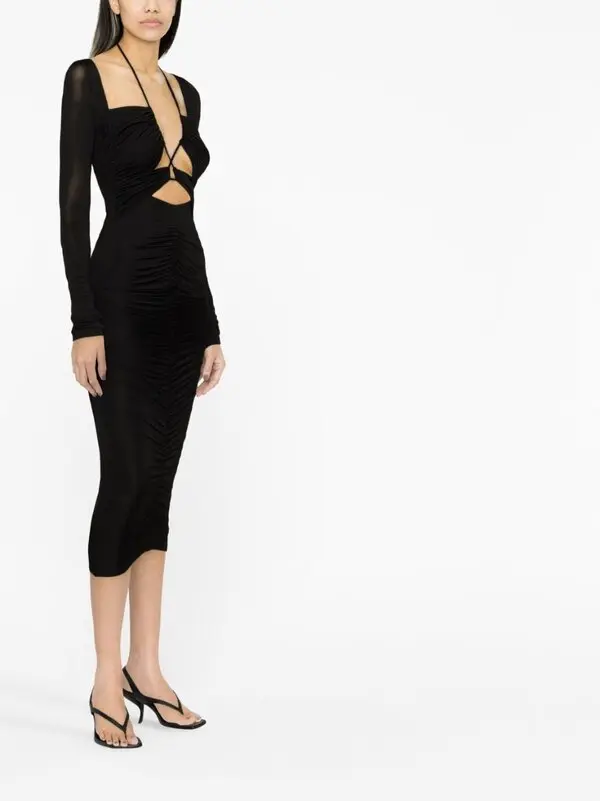 Versace Cut-Out Lace-Up Midi Dress - Black - 28% Off | Editorialist