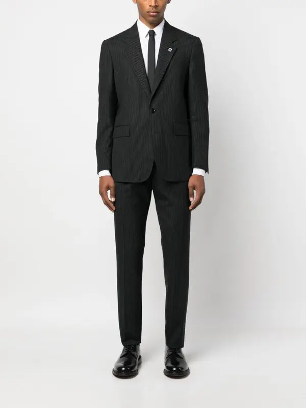 LARDINI Striped Single-breasted Suit - Black