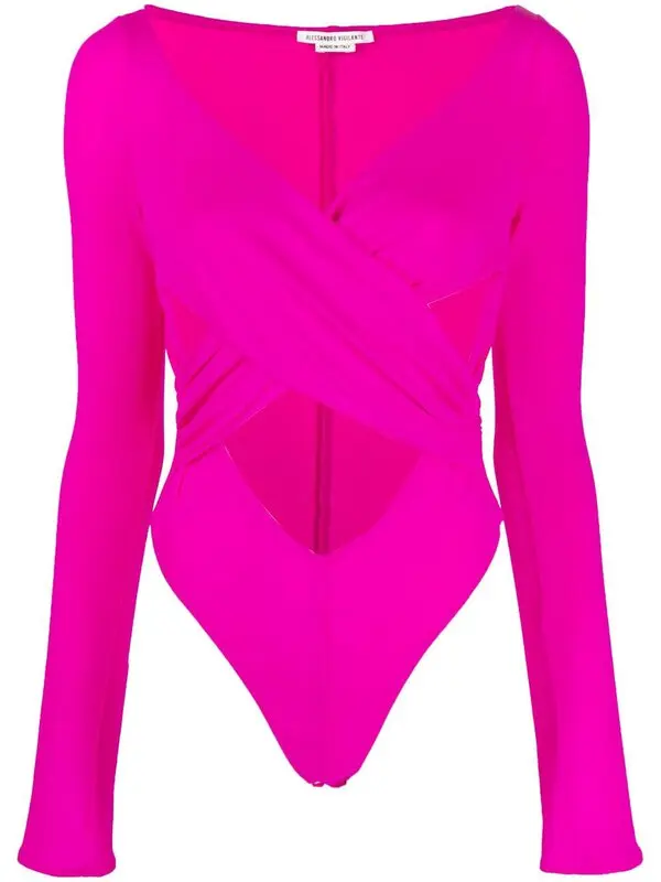 ALESSANDRO VIGILANTE Draped Cut-out Bodysuit - Pink