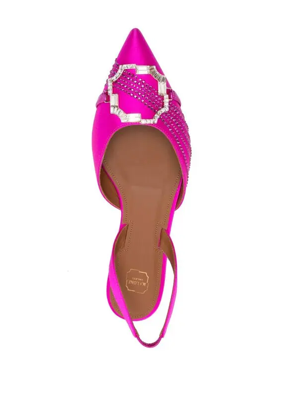 MALONE SOULIERS Crystal-embellished Ballerina Shoes - Pink