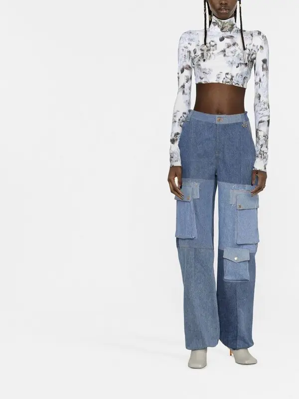 MARINE SERRE High-rise Panelled Jeans