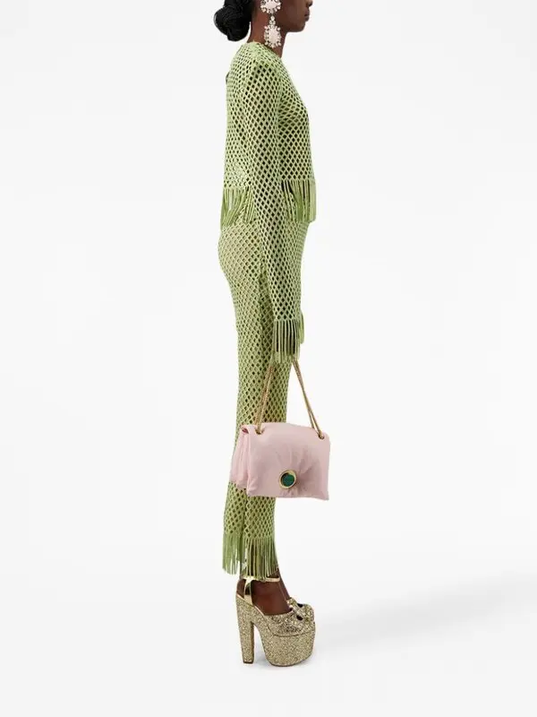 Giambattista Valli Fringed Macramé Flared Trousers